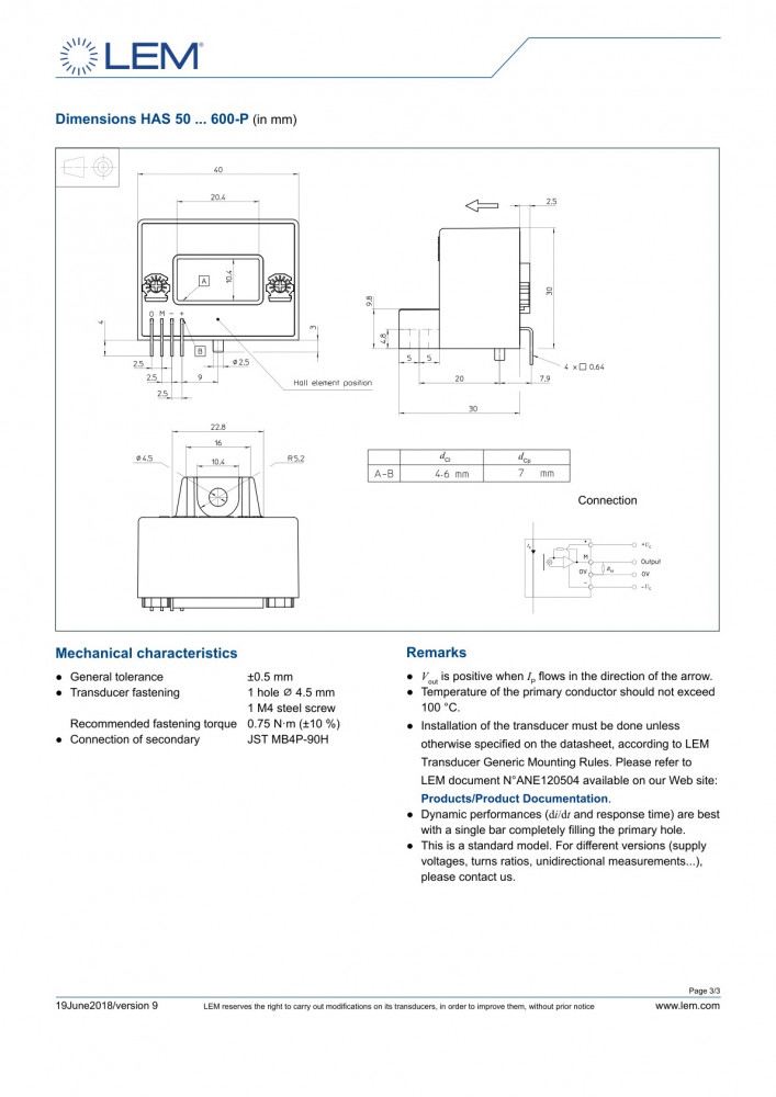 LEM HAS50-P datasheet page 3