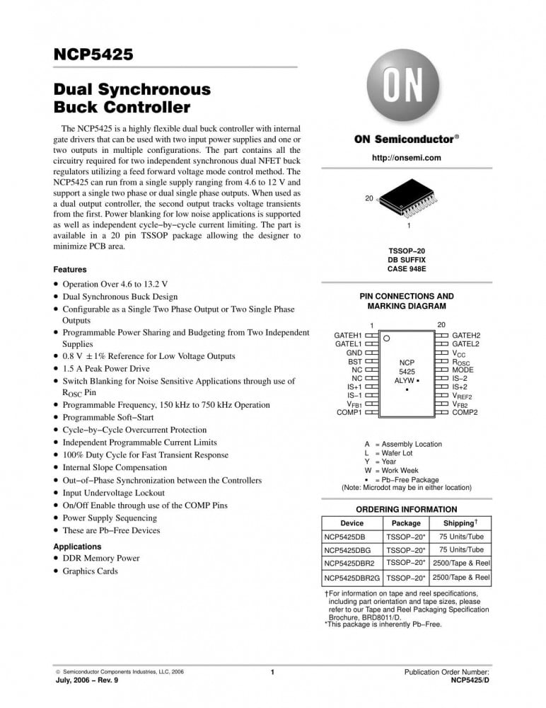 NCP5425 documentation page 1