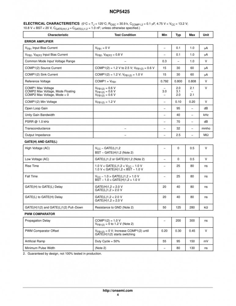 NCP5425 documentation page 4