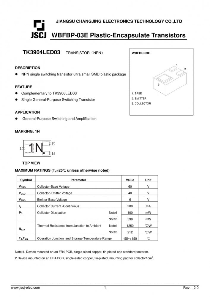 TK3904LED03 datasheet page 1