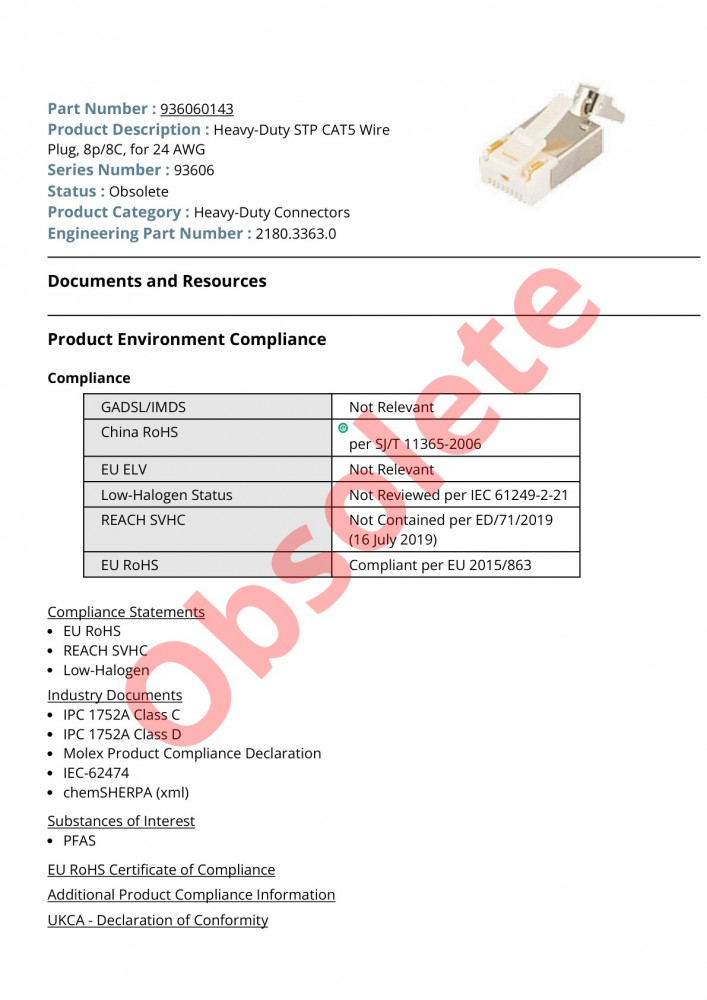 936060143 product document image, page 1