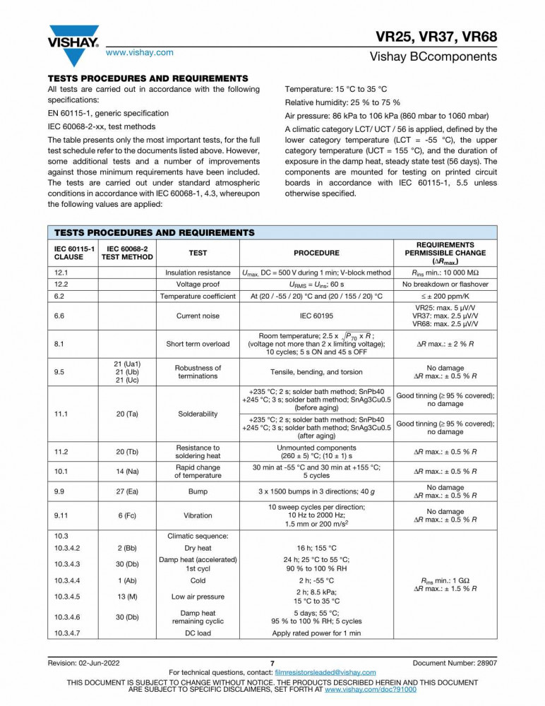 Vishay VR25 VR37 VR68 datasheet page 7