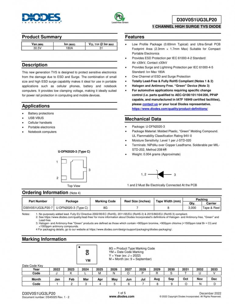D30V0S1UG3LP20-7 datasheet page 1