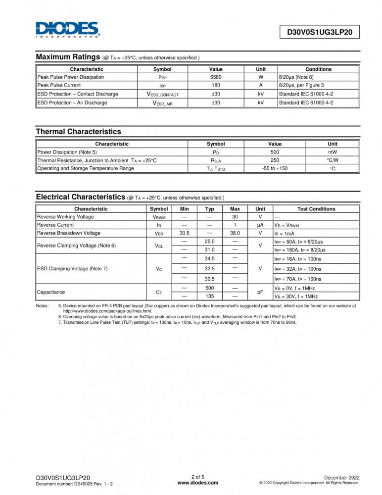 D30V0S1UG3LP20-7 datasheet page 2