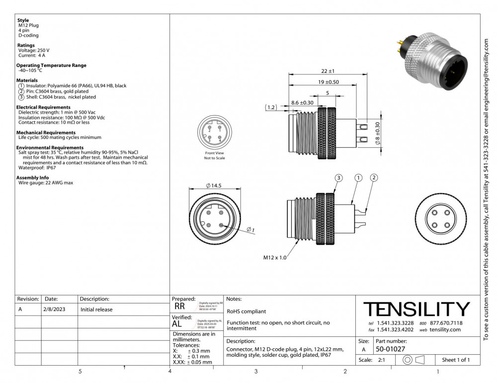 Technical drawing for Tensility International part 50-01027