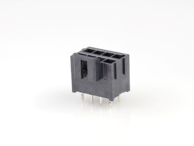 Ultra-Fit Vertical Header, 3.50mm Pitch, Dual Row, 4 Circuits, with Kinked Pins, 0.38µm Gold (Au) Plating, Natural, Glow-Wire Capable, Tray