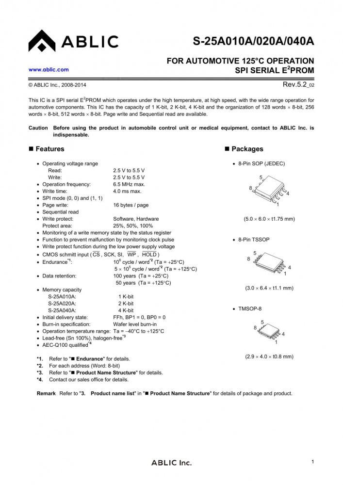 ABLIC S-25A040A0A-J8T2UD datasheet page 1