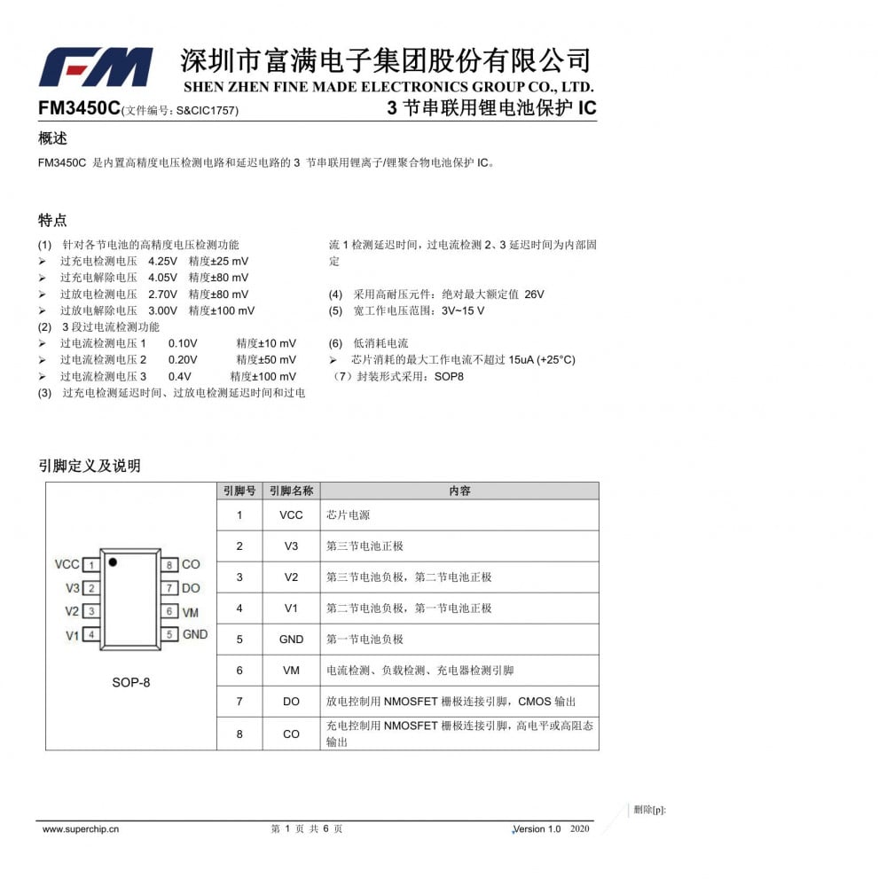 FM3450C datasheet page 1