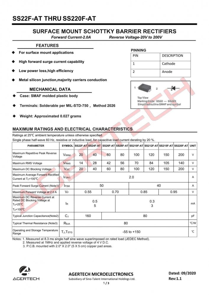 SS24F-AT datasheet page 1