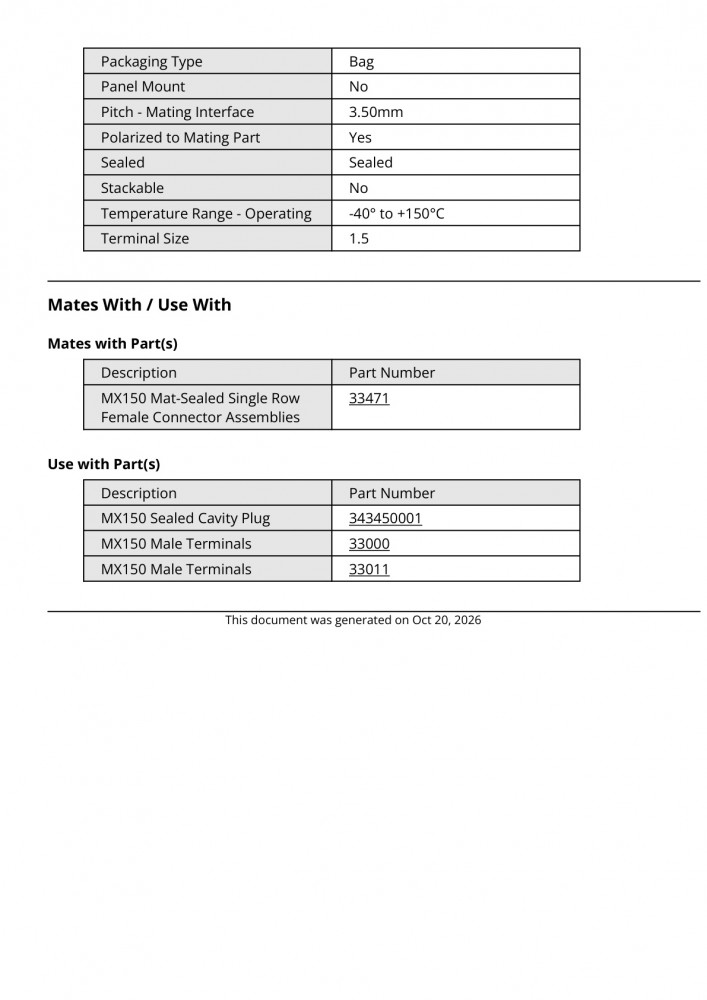 Technical document preview, page 3 for MOLEX 334816618