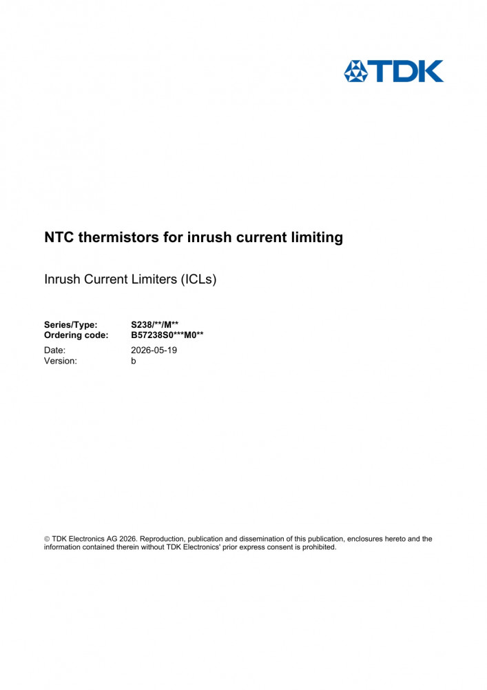 B57238 series datasheet page 1