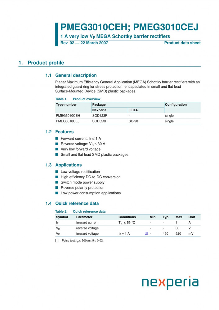 PMEG3010CEH datasheet page 1