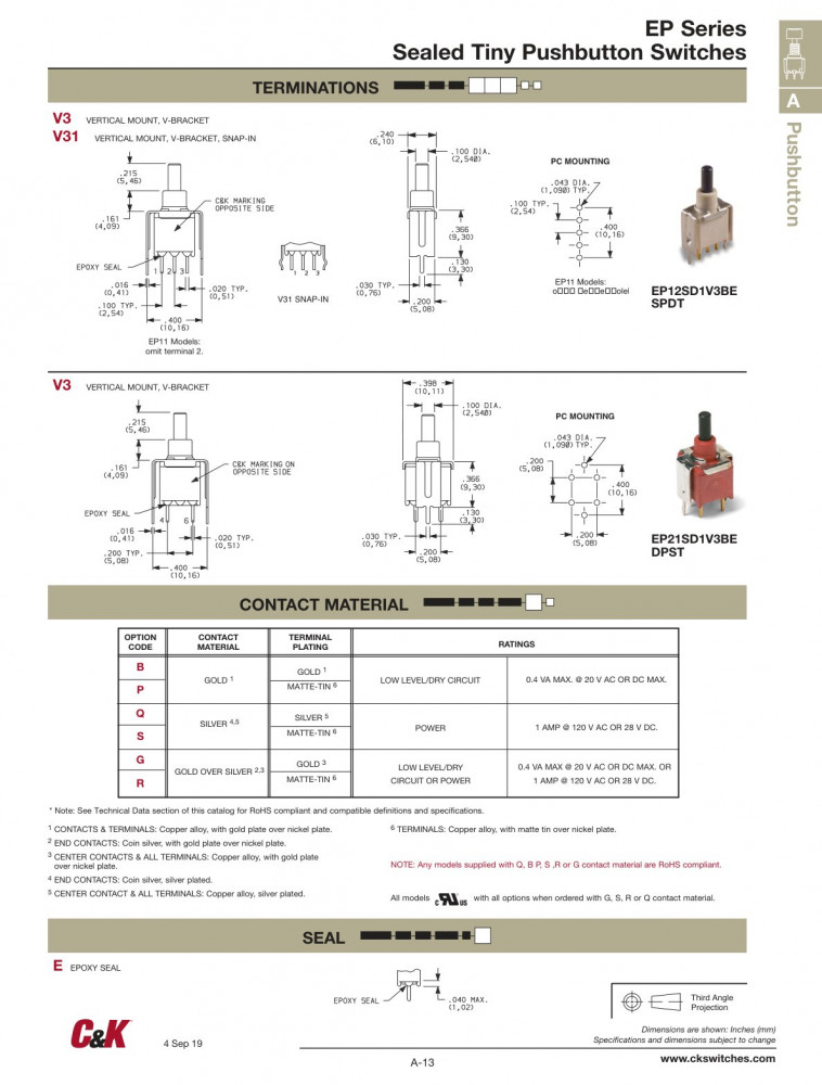 C&K EP series technical document page 5