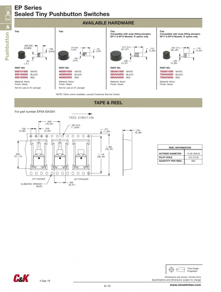 C&K EP series technical document page 6