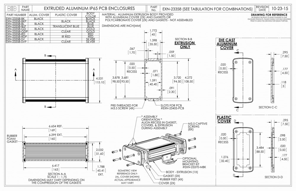 Bud Industries EXN-23358-BK reference drawing