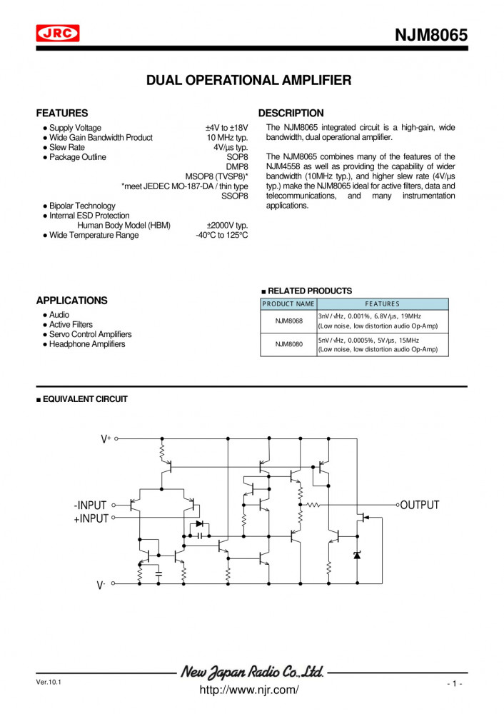 NJM8065M-TE2 datasheet page 1