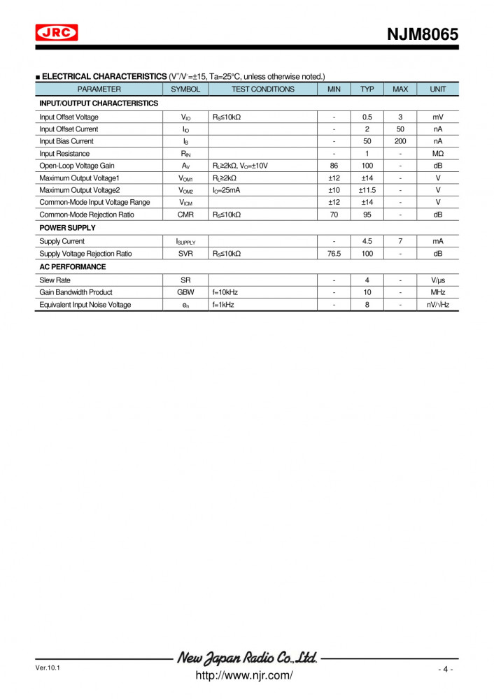 NJM8065M-TE2 datasheet page 4