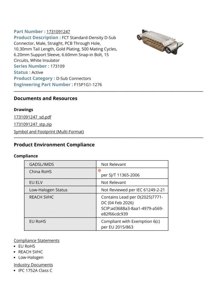 MOLEX 1731091247 technical drawing page 1
