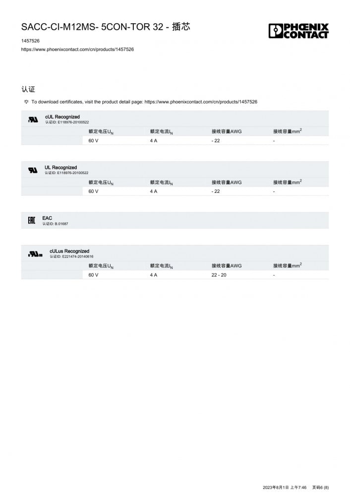 Phoenix Contact 1457526 technical document page 6