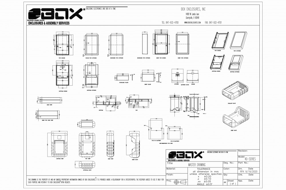 Box Enclosures 40-Series master drawing visual reference