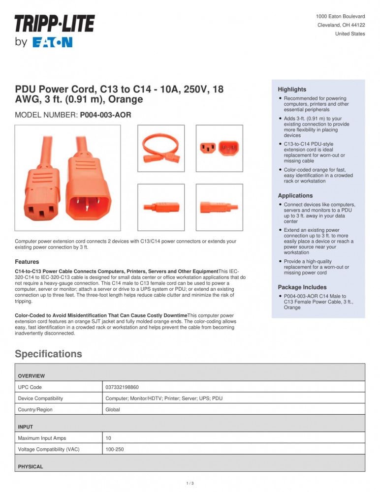 P004-003-AOR technical document page 1