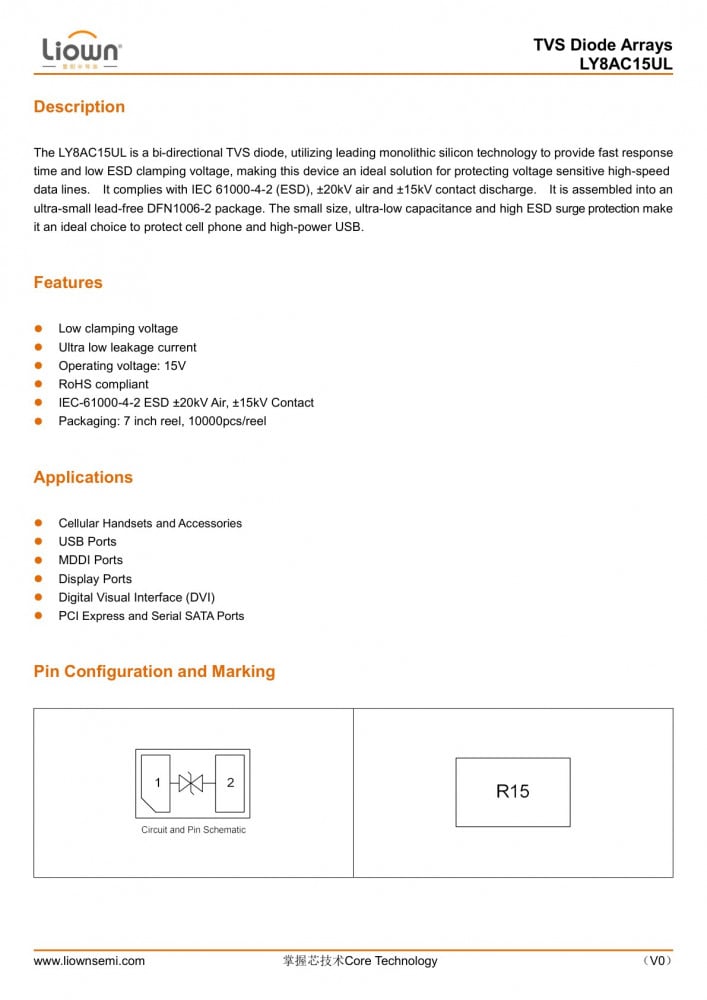 LY8AC15UL datasheet page 1