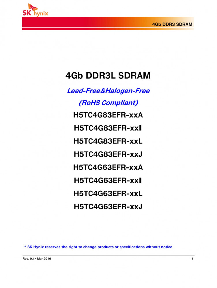 H5TC4G83EFR datasheet page 1