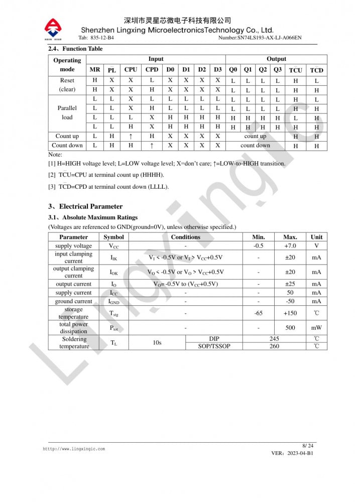 SN74LS193N(LX) datasheet page 8
