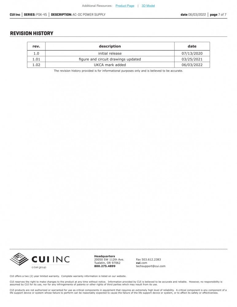 CUI PSK-45 series datasheet page 7