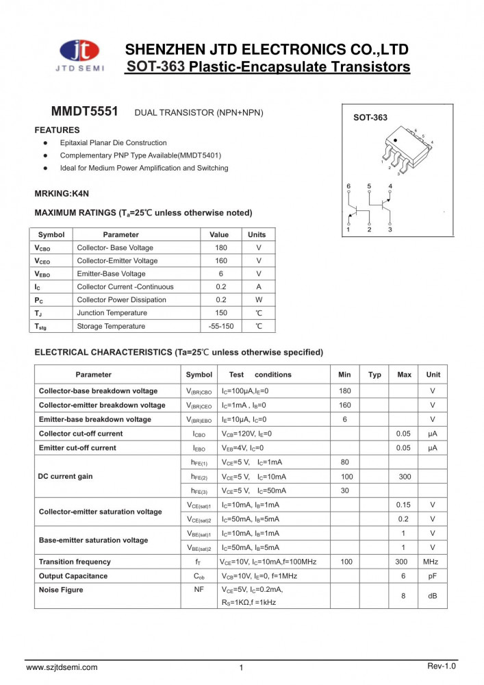 JTDMMDT5551 datasheet page 1