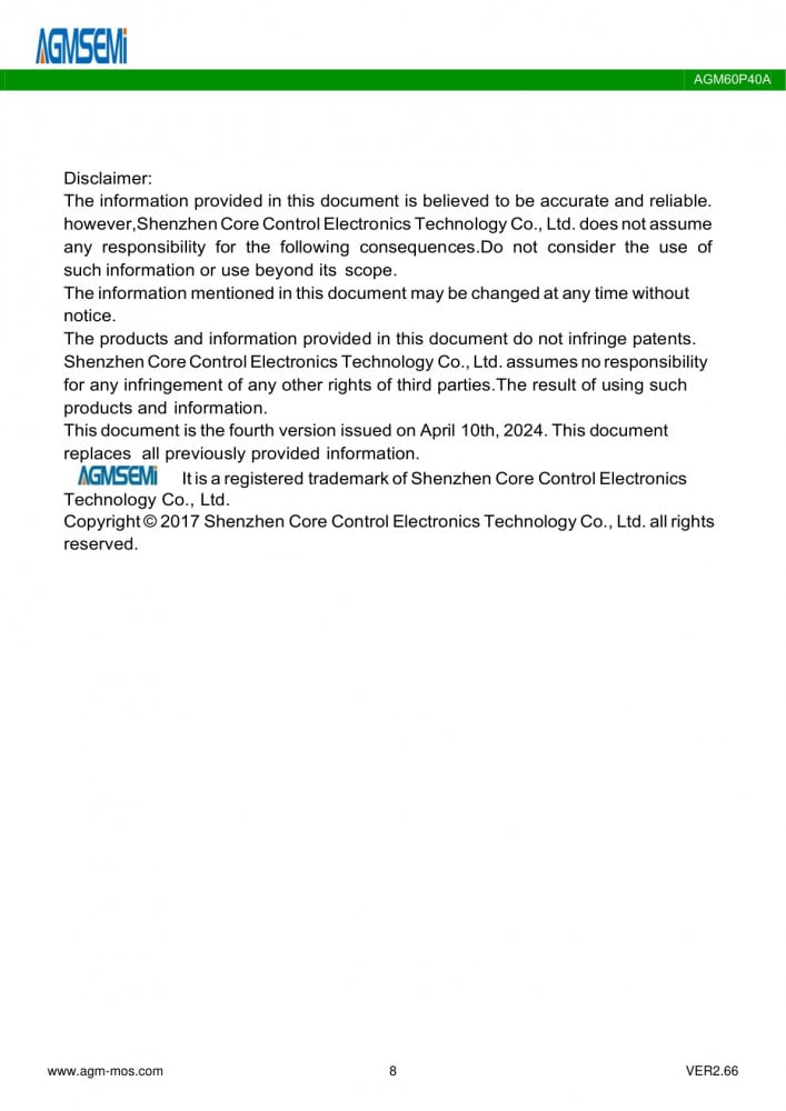 AGM60P40A datasheet page 8