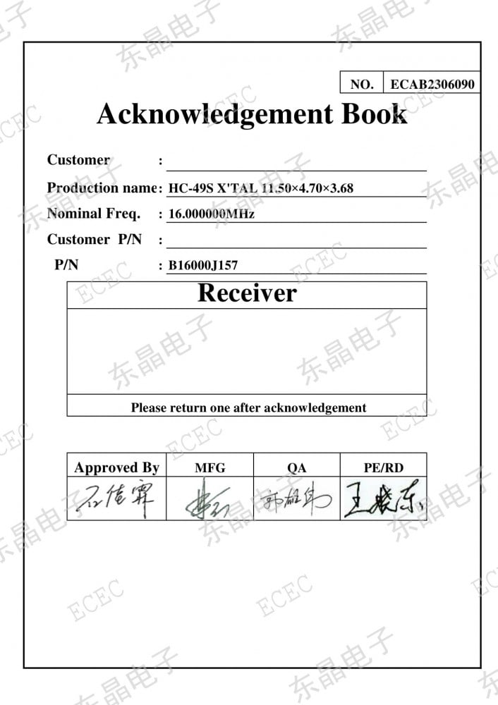 B16000J157 specification page 1