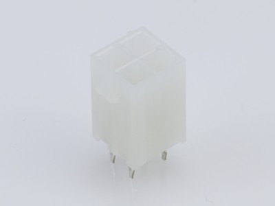 Mini-Fit Jr. Header, Single Row, Right-Angle, with Snap-in Plastic Peg PCB Lock, 6 Circuits, UL 94V-0, Glow Wire, Tin (Sn) Plating, Black, Tray