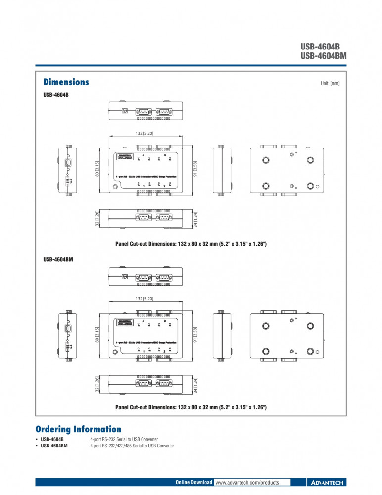 USB-4604B and USB-4604BM product document, page 2