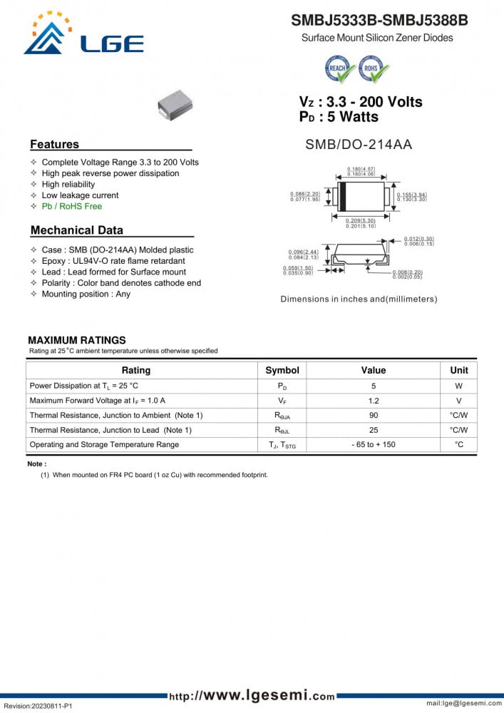 SMBJ5333B datasheet page 1