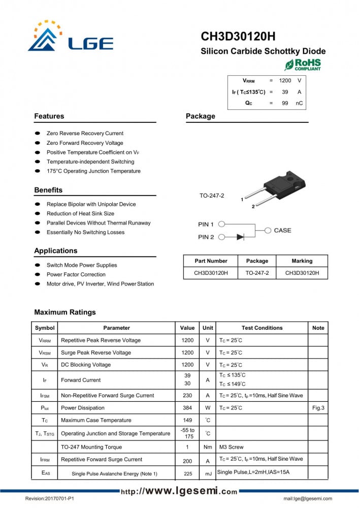 CH3D30120H datasheet page 1