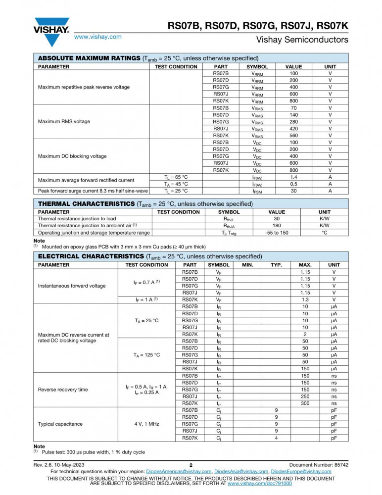 Vishay RS07 datasheet page 2