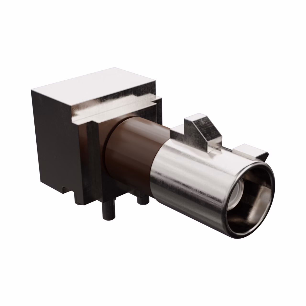 FAKRA Jack, Right-Angle, PCB Receptacle, Through Hole, Die Cast Body, Tin (Sn) Plated,Keying Code F, Tray, 50 Ohms for sale