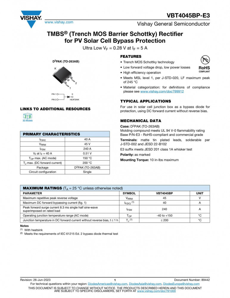 VBT4045BP datasheet page 1