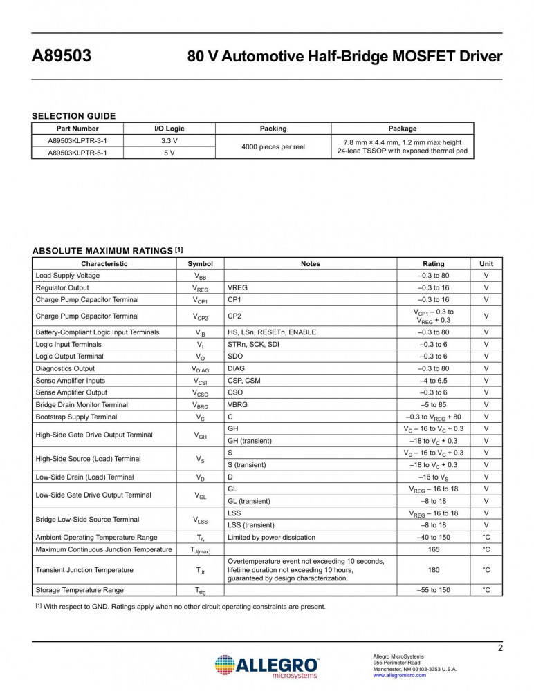 A89503 datasheet page 2