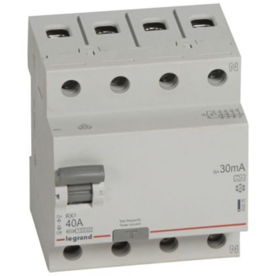 RCD LR 4P 400V~ 40A 30mA Type A - Residual current circuit breaker RCCB - AC and DC fault detection - DIN rail IP20 4kV 10kA for sale