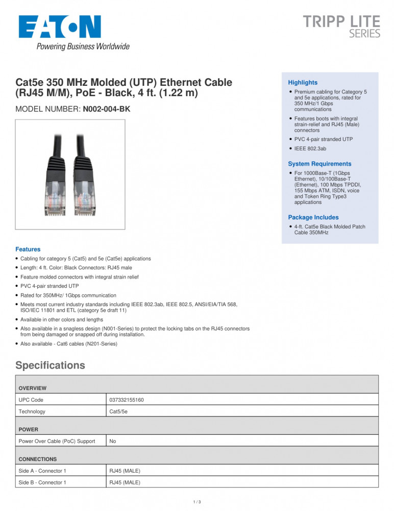 N002-004-BK technical document page 1