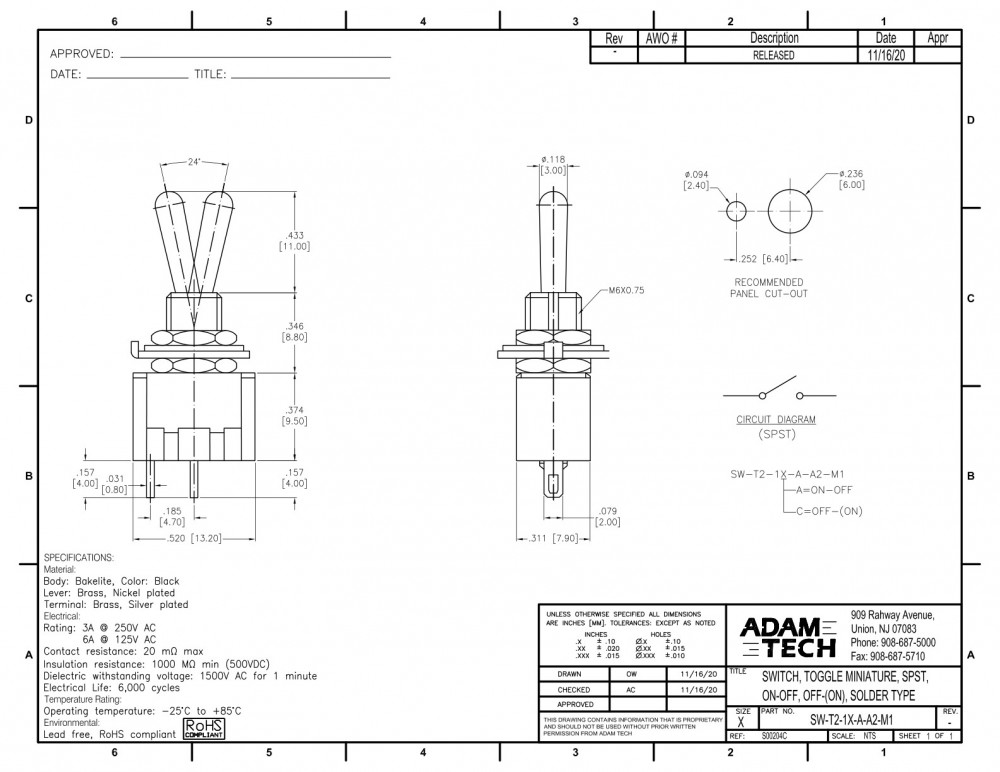 ADAM TECH SW-T2-1C-A-A2-M1 document preview