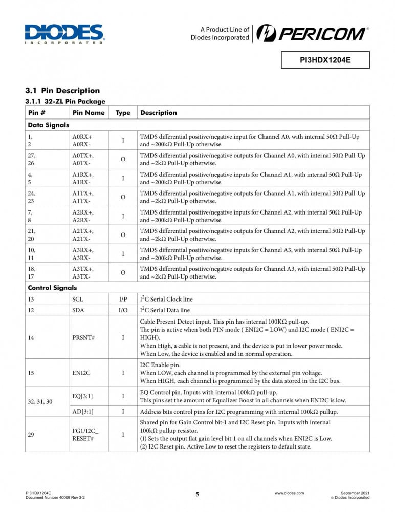 PI3HDX1204E technical document page 5