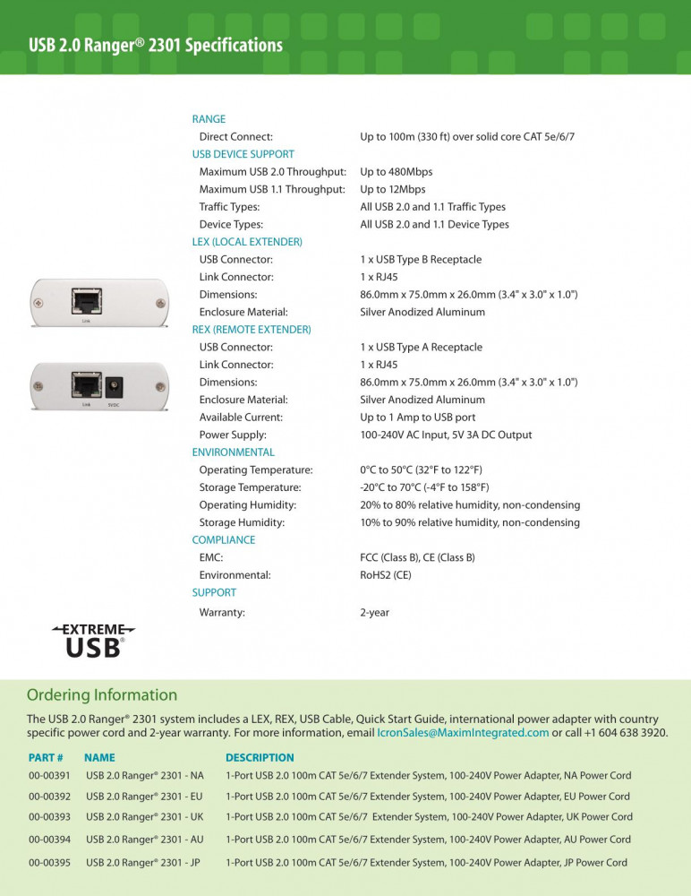 ICR2301 USB 2.0 Ranger 2301 technical document page 2