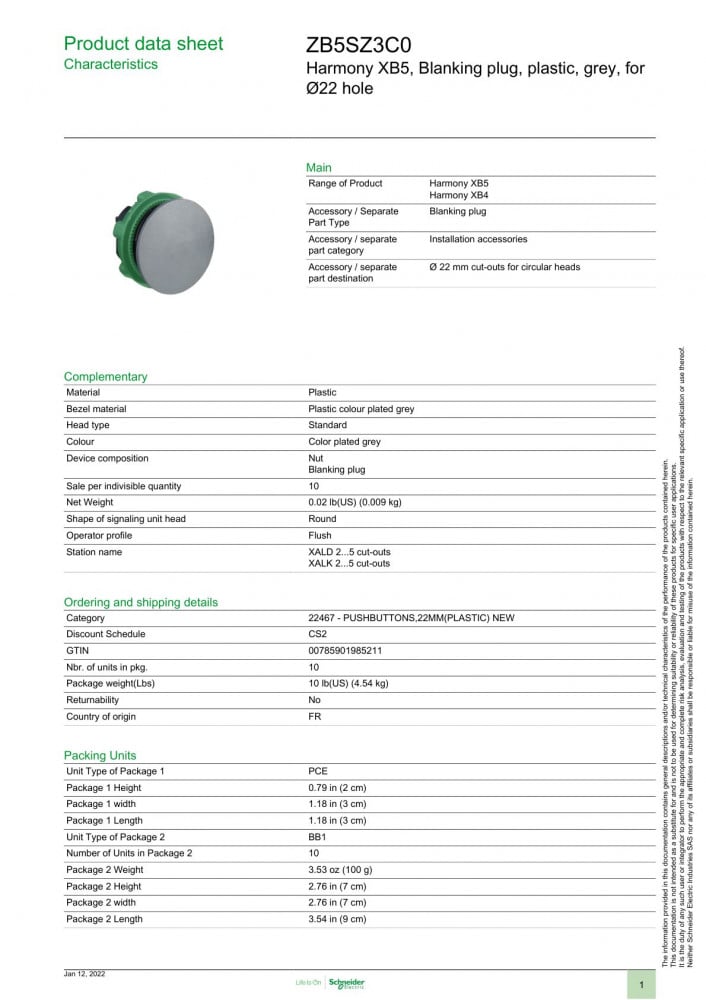 ZB5SZ3C0 technical document page 1