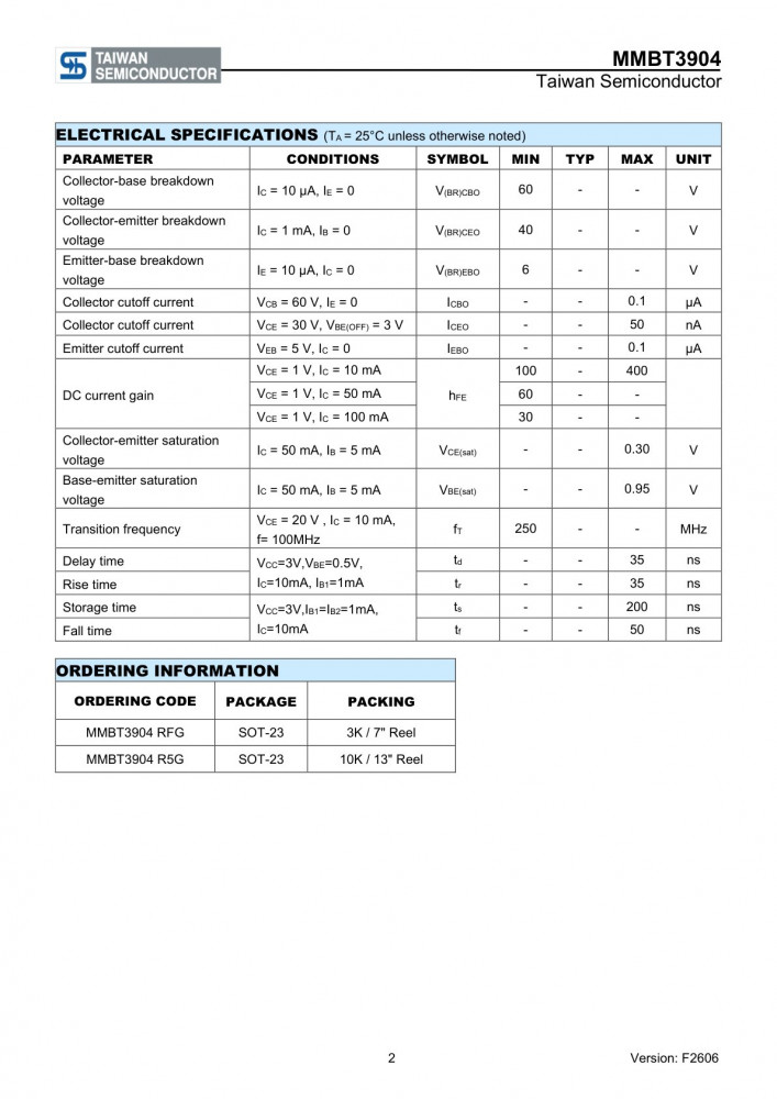 MMBT3904 datasheet preview, page 2