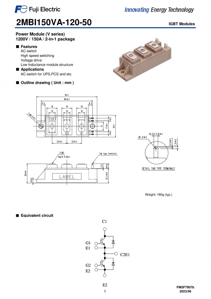 2MBI150VA-120-50 datasheet page 1