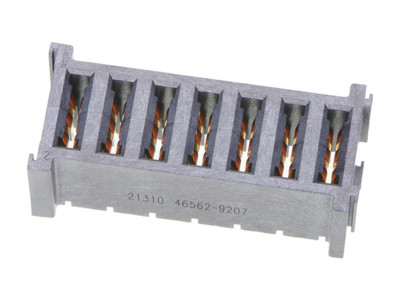 EXTreme Ten60Power Vertical Receptacle with Side Guides, 1 DC Power Circuit, 30 Signal Circuits, Press Fit Tail