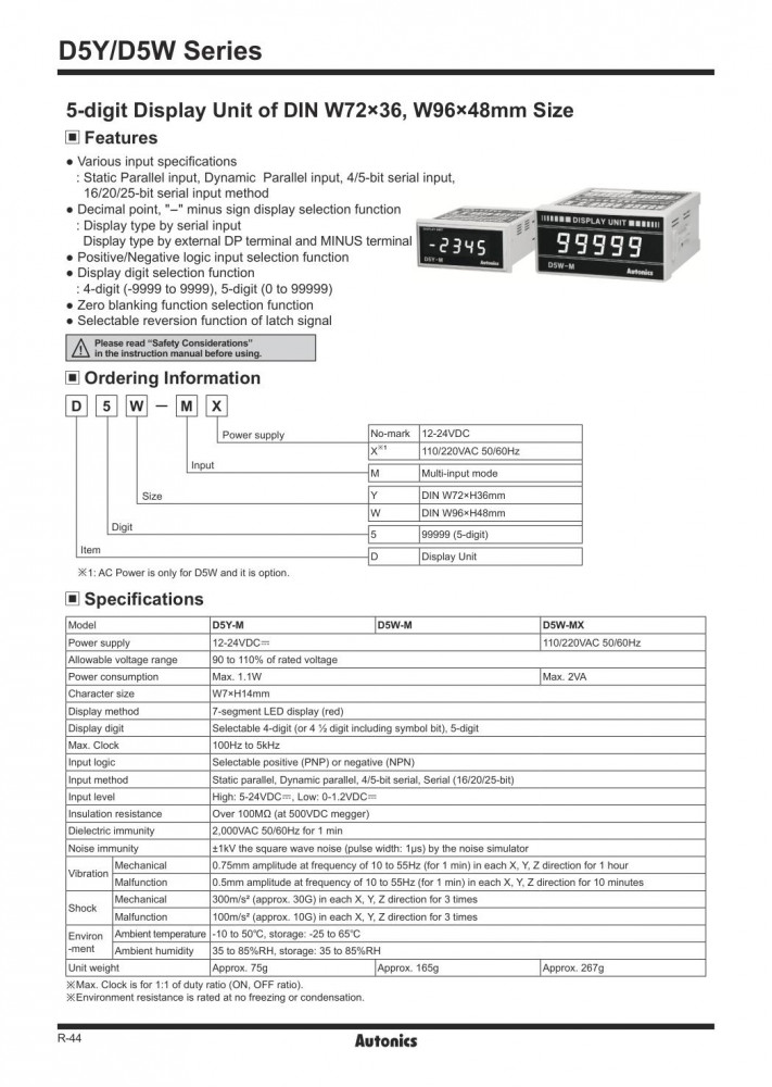 D5Y/D5W document page 1